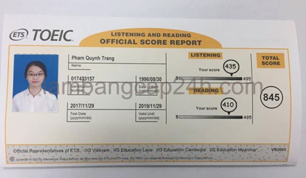 Làm chứng chỉ toeic iig có hồ sơ gốc - Giá rẻ nhất 2023